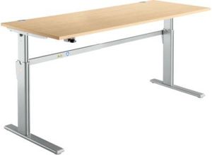 4250510871003 - Schreibtisch Standard elektrisch höhenverstellbar Rechteck C-Fuß B 1800 x T 800 x H 725-1185 mm Ahorn weißaluminium RAL 9006