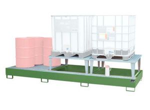 4052462041295 - Auffangwanne AWA 32 Stahl grün L 3850 x B 1460 x H 780 mm 1000 l für 3 x 1000 l IBC 2 Abfüllaufsätze 1 Gitterost