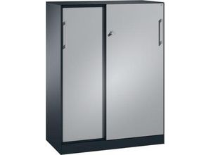 4060061313712 - C+P Schiebetürenschrank Asisto H1310xB1000xT435mm Korpus Schwarzgrau Fronten Weißaluminium Anzahl Fächer 2