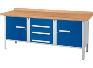 4051273777652 - Kastenwerkbank Select PWi 200-4 Buche-Multiplexplatte bis 750 kg B 2000 x T 700 x H 840 mm Enzianblau Weißaluminium
