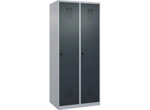 4068427630442 - Kleiderspind Evolo Plus 2 Abteile Anschlag rechts Sicherheits-Drehriegel B 800 x T 500 x H 1850 mm weißaluminium anthrazitgrau