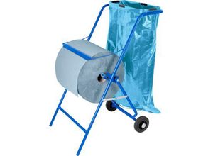 4250510861776 - Mobiler Putztuchspender für 1 Rolle mit B 400 mm & 1 Müllsack bis 120 l Abreißkante + 50 Abfallsäcke & 2 Industrieputzrollen mit jeweils 1000 Blatt
