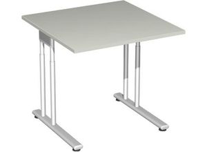 4038933479651 - Schreibtisch PALENQUE C-Fuß Rechteck B 800 x T 800 x H 680-820 mm lichtgrau