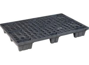 4250690702319 - Kunststoff-Mehrweg-Stapelpalette KIGAnesto® 7 kg durchbrochenes Deck bis 3500 kg stapelbar 100% Recyclingmaterial mit Rand anthrazit