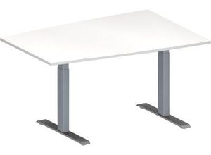 4251898815436 - Genius Konferenztisch MODENA FLEX Tonne T-Fuß Rechteckrohr B 1400 x T 1000 x H 650-850 mm weiß weißaluminium RAL 9006