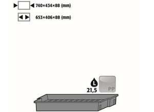 4250101110955 - Einlegewanne für asecos Sicherheitsschränke der Q30 Q90 und S90 Serie Polypropylen grau B 740 x T 434 x H 88 mm 215 l