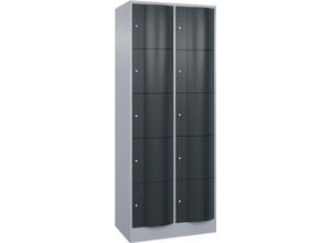 4068427609448 - Schließfachschrank Resisto 2 Abteile 10 Fächer B 772 x T 540 x H 1950 mm Weißalu Anthrazitgrau