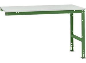 4045916080926 - AU60676011 Arbeits-Anbautisch UNIVERSAL Standard mit Kunststoffplatte BxTxH = 1500 x 1000 x 760-870 mm Resedagrün (RAL 6011)