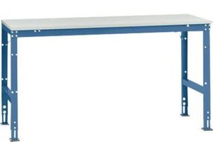 4045916070439 - AU40815007 Arbeits-Grundtisch UNIVERSAL Standard mit Melaminplatte BxTxH = 1750 x 800 x 760-870 mm Brillantblau (RAL 5007)