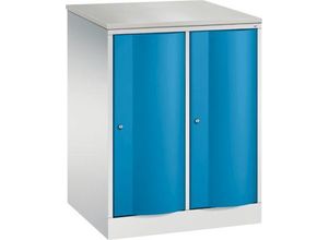 4064615385378 - Garderobenschrank Resisto 2 Abteile 2 Fächer B 772 x T 640 x H 1077 mm Lichtgrau Lichtblau