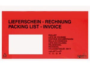 4016737006266 - Dokumententasche Lieferscheintasche SecurePack DIN lang mit Aufdruck Sichtfenster selbstklebend wasserfest PCR & FSC®-Kraftpapier rot 250 Stück