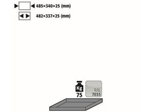 4250101139819 - Fachboden Standard für asecos Druckgasflaschenschränke Stahlblech lichtgrau B 485 x T 340 x H 25 mm bis 75 kg