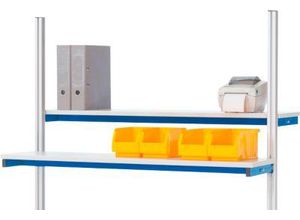 4040376862419 - Rau Etagenbord für manuell höhenverstellbare Arbeitsplatzsysteme Serie E melaminharzbeschichtet B 1800 x T 310 x H 75 mm lichtgrau bis 30 kg