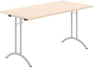 8697837516440 - Select Klapptisch Rechteck Doppel-T-Fußgestell Spezial-Klappbeschlag & Bodenausgleich B 1400 x T 700 x H 720 mm Ahorn-Dekor alusilber
