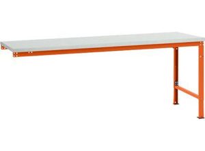 4045916151312 - AU81212001 Arbeits-Anbautisch UNIVERSAL Spezial mit Melaminplatte BxTxH = 2000 x 1000 x 722-1022 mm Rotorange (RAL 2001)