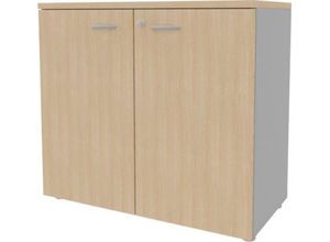 8029466027781 - Schrank ARLON OFFICE 2 Ordnerhöhen abschließbar B 900 x T 450 x H 816 mm Eiche-Dekor alu