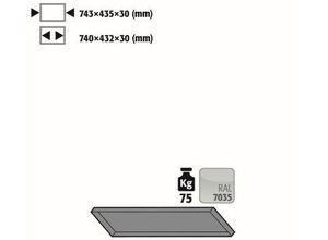 4250101140167 - Fachboden Standard für asecos Druckgasflaschenschränke Stahlblech lichtgrau B 743 x T 435 x H 30 mm bis 75 kg