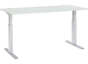 4250510855256 - Select Schreibtisch ERGO-T elektrisch höhenverstellbar Rechteck T-Fuß B 1800 x T 800 x H 725-1185 mm lichtgrau weißaluminium
