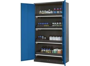 4054923053892 - Chemikalienschrank Asecos CS-CLASSIC Flügeltür 4 Auszugswannen 1055x520x1950 mm enzianblau