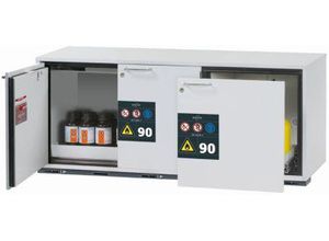 4054923044029 - Sicherheitsunterbauschrank Typ 90 asecos UB-ST-90 1 Schublade 2 Flügeltüren Front Lichtgrau B 1402 x T 502 x H 600 mm