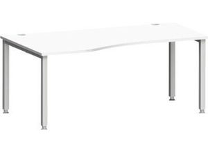 4250510842355 - Schreibtisch MODENA FLEX Freiform Ansatz links 4-Fuß Quadratrohr B 1800 x T 1000 800 x H 720-820 mm weiß weißaluminium