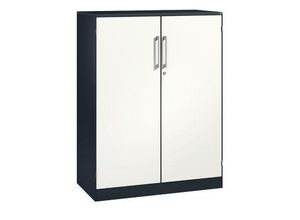 4062084628989 - Flügeltürenschrank ASISTO Höhe 1292 mm Breite 1000 mm 2 Fachböden schwarzgrau verkehrsweiß C+P