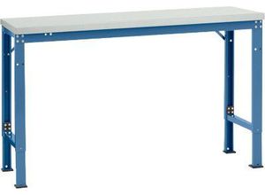 4045916139884 - AU70575007 Arbeits-Grundtisch UNIVERSAL Spezial mit Kunststoffplatte BxTxH = 1500x800x722-1022 mm Brillantblau (RAL 5007)