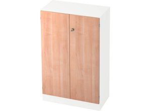 4032062146316 - Aktenschrank TARVIS mit Griff ohne Schloss 3 Ordnerhöhen B 800 x T 420 x H 1270 mm weiß Nussbaum-Dekor
