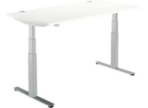 4250510860717 - Select Schreibtisch DRIVE UP 2 elektrisch höhenverstellbar Rechteck T-Fuß B 1600 x T 800 x H 630-1290 mm weiß weißaluminium