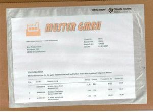 4251898800142 - Papier-Dokumententasche Lieferscheintasche SecurePack C5 Fenster links ohne Aufdruck Öffnung oben selbstklebend 100 % recycelbares Pergaminpapier transparent 250 Stück