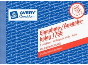 4004182017555 - Einnahme- Ausgabebeleg Formular Papierformat din A6 quer selbstdurchschreibend Ja - Avery Zweckform
