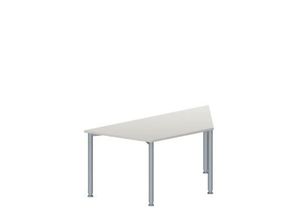 4251898814248 - Genius Konferenztisch MODENA FLEX Trapez 4-Fuß Rundrohr B 1600 x T 800 x H 720-840 mm lichtgrau weißaluminium RAL 9006