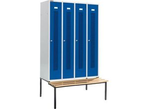 4051273617804 - Select Kleiderspind mit Sitzbank 4 Abteile 300 mm Zylinderschloss Tür enzianblau