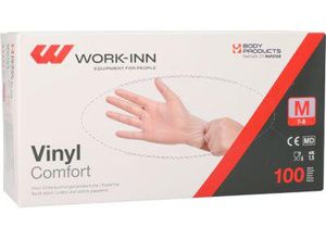 4250478402202 - Einmalhandschuhe WORK-INN Comfort Vinyl puderfrei latexfrei transparent Größe M 100 Stück