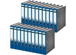 4002432489787 - LEITZ® Ordner 1050 DIN A4 Rückenbreite 52 mm Griffloch geklebtes Rückenschild klimaneutral Hartpappe 20 Stück blau