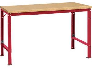 4045916146554 - AU70653003 Arbeits-Grundtisch UNIVERSAL Spezial mit Multiplexplatte BxTxH = 1500 x 1000 x 722-1022 mm Rubin-Rot