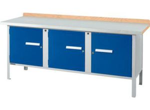 4051273777539 - Kastenwerkbank Select PWi 200-3 ESD Buche-Multiplexplatte mit Stahlabdeckung bis 750 kg B 2000 x T 700 x H 840 mm Enzianblau Weißaluminium