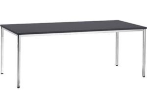 8697837510547 - Konferenztisch bis 6 Personen Rechteck 4-Fuß Quadratrohr B 2000 x T 800 x H 720 mm schwarz chromsilber