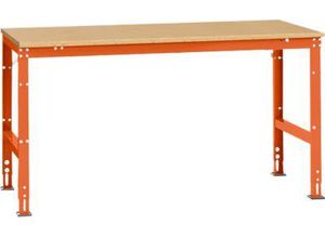 4045916098532 - AU40952001 Arbeits-Grundtisch UNIVERSAL Standard mit Multiplexplatte BxTxH = 1750 x 1000 x 760-870 mm Rotorange (RAL 2001)