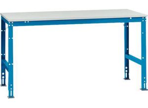 4045916070545 - AU40915012 Arbeits-Grundtisch UNIVERSAL Standard mit Melaminplatte BxTxH = 1750 x 1000 x 760-870 mm Licht-Blau (RAL 5012)