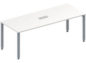 4251898816525 - Genius Konferenztisch MODENA FLEX 3-fach Anschluss Rechteck 4-Fuß Quadratrohr B 2000 x T 800 x H 720-840 mm weiß weißalu