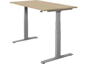 4250510813843 - Select Schreibtisch SET UP elektrisch höhenverstellbar Rechteck T-Fuß B 1600 x T 800 x H 645-1290 mm Wildeiche weißaluminium