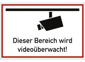 4060081024018 - moedel Hinweisschild „Dieser Bereich wird videoüberwacht!“ L 200 x B 300 mm Aluminium rot-schwarz-weiß
