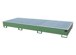 4052462074491 - Regalwanne RW-GR 3600-3 PE mit Gitterrost und PE-Einsatz B 3262 x T 1312 x H 383 mm bis 1000 l Stahl lackiert resedagrün
