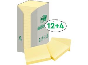4054596722835 - Post-it® Recycling Notes 654-1T B 76 x H 76 mm 100 % Recycling-Papier gelb 16 Blöcke á 100 Blatt
