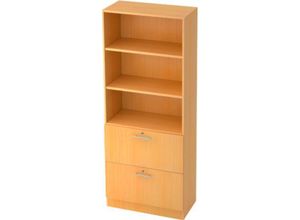 4032062001844 - Matrix Melaminharzbeschichtete Spanplatte Aktenschrank 2 Fachböden 800 x 420 x 2004 mm Braun Buche