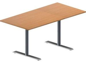 4251898817058 - Genius Konferenztisch MODENA FLEX Rechteck T-Fuß Rundrohr B 1600 x T 800 x H 650-850 mm Buche weißaluminium RAL 9006