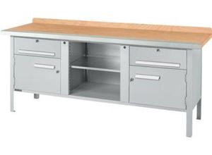 4051273776778 - Kastenwerkbank Select PWi 200-0 Buche-Multiplexplatte mit Stahlkante bis 750 kg B 2000 x T 700 x H 840 mm Weißaluminium