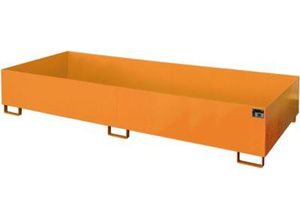 4052462051256 - eurokraft pro Regal-Bodenwanne 1000 l Auffangvolumen LxBxH 3250 x 1300 x 380 mm ohne Gitterrost gelborange