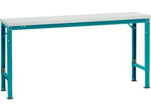 4045916140224 - AU70875021 Arbeits-Grundtisch UNIVERSAL Spezial mit Kunststoffplatte BxTxH = 1750x800x722-1022 mm Wasserblau